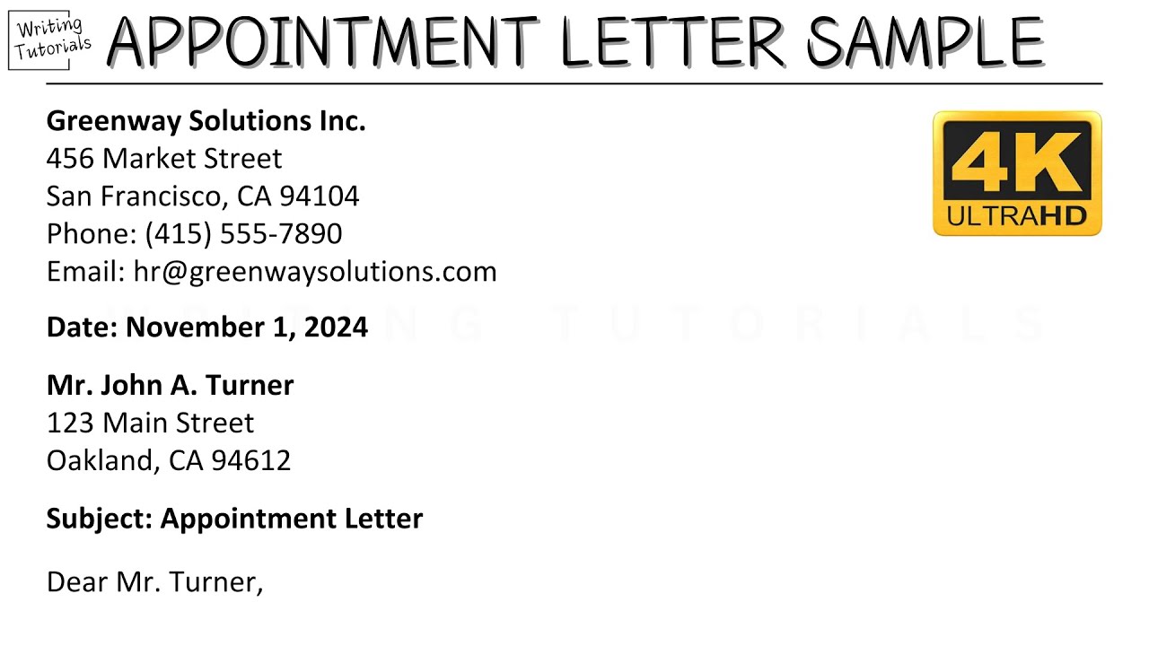 How To Write Appointment Letter with Sample and Explanation | Writing Tutorials