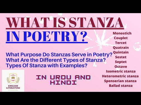 Stanza In Poetry/Literature Explained In Urdu and Hindi with Notes | Types | Purpose With Examples.