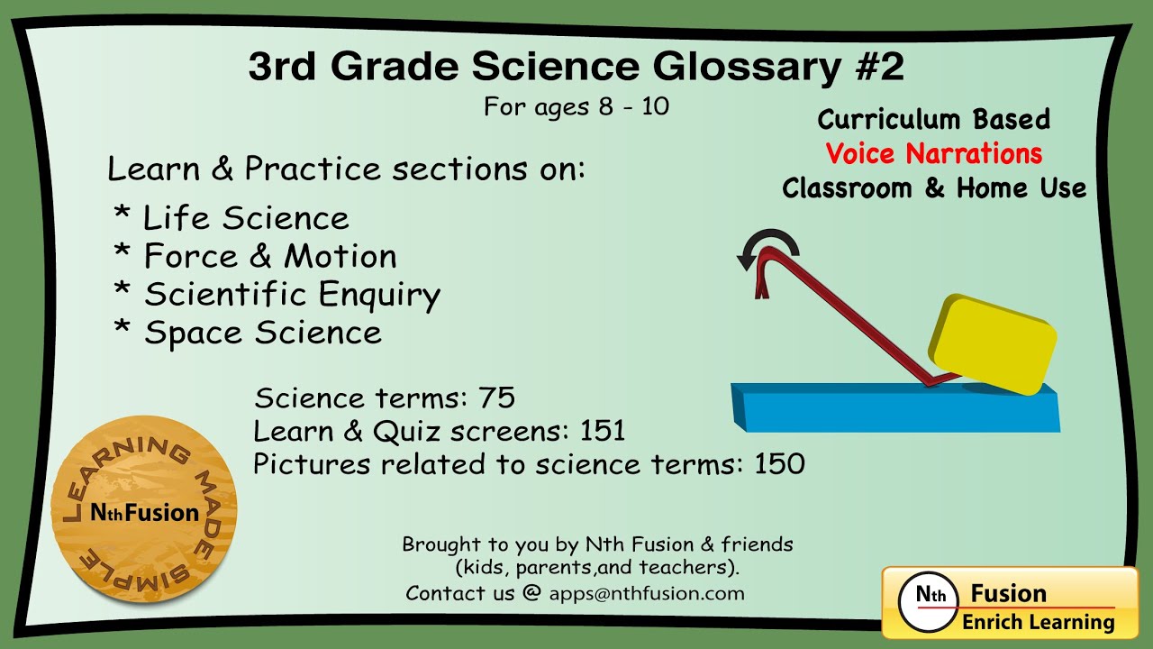 3rd Grade Science Glossary # 2: Learn and Practice Worksheets for home  and classroom