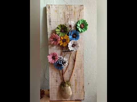 FLOWER Board Craft ideas/Home decor ideas with pine cone#ideas #craft #pine@nidcollection