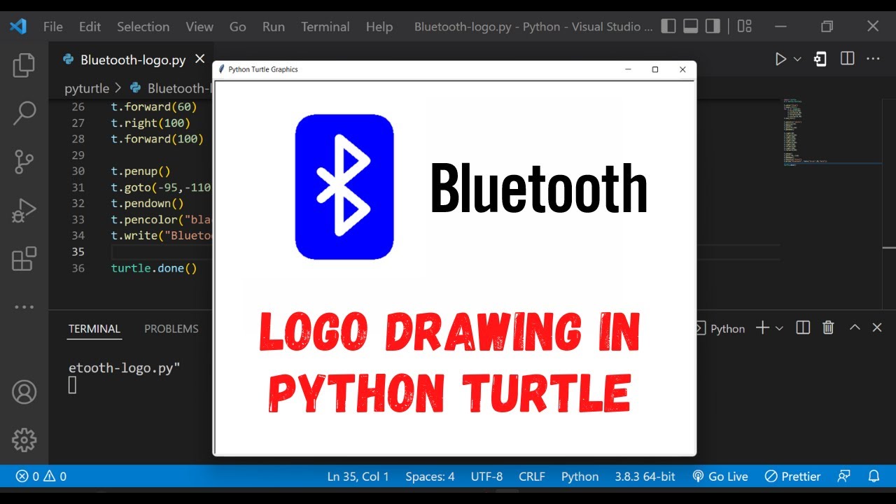 Bluetooth Logo Drawing Using Python Turtle | Python Turtle Graphics | Python Animation |