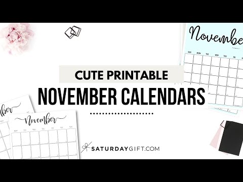 Cute & Free Printable November Calendars - all pretty designs by SaturdayGift