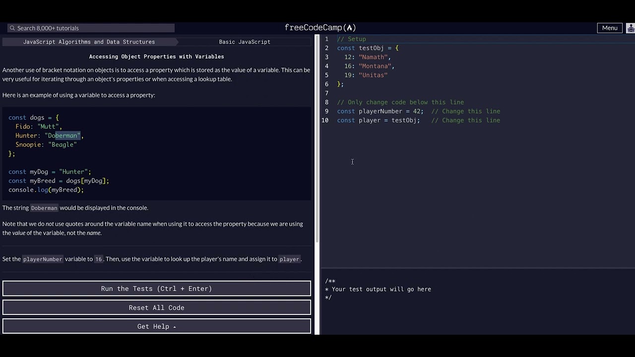 Accessing Object Properties with Variables - Free Code Camp Help - Basic Javascript Data FCC