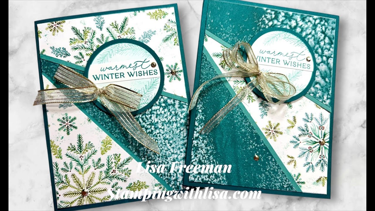 Easy Split Card Tutorial with Elegant Pine Snowflakes DSP!
