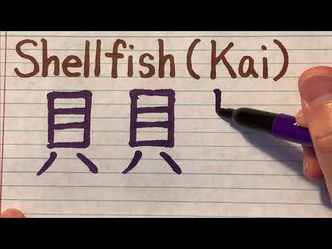 Kai(貝) in Japanese Kanji writing with stroke order and  pronunciation
