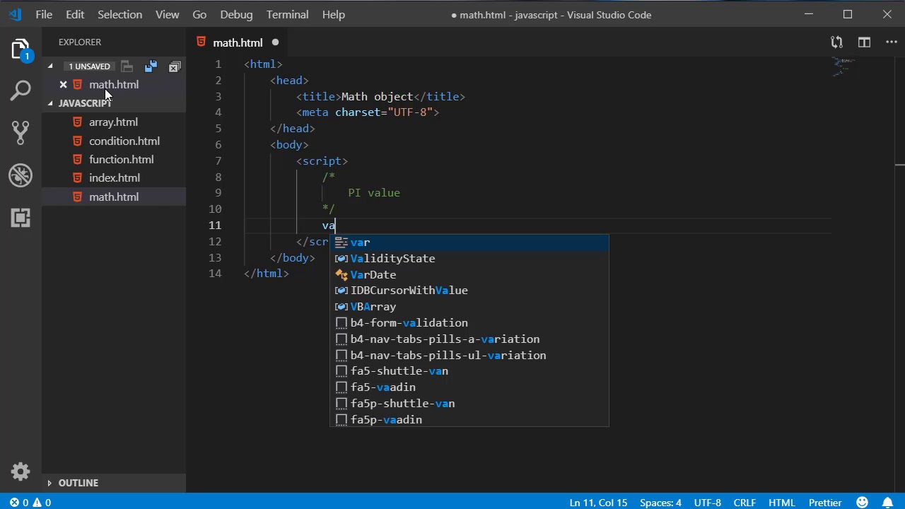 52 Math PI object in javascript
