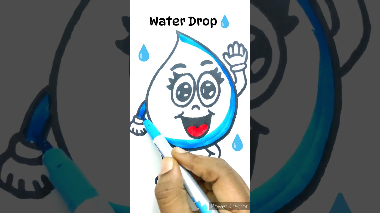 waterdrop drawing and colouring for kids || step-by-step colouring #shorts