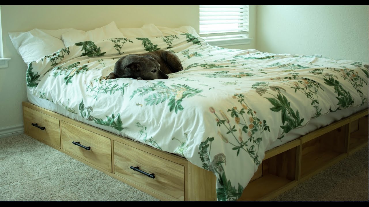 DIY Plywood King Size Bed Frame With Storage