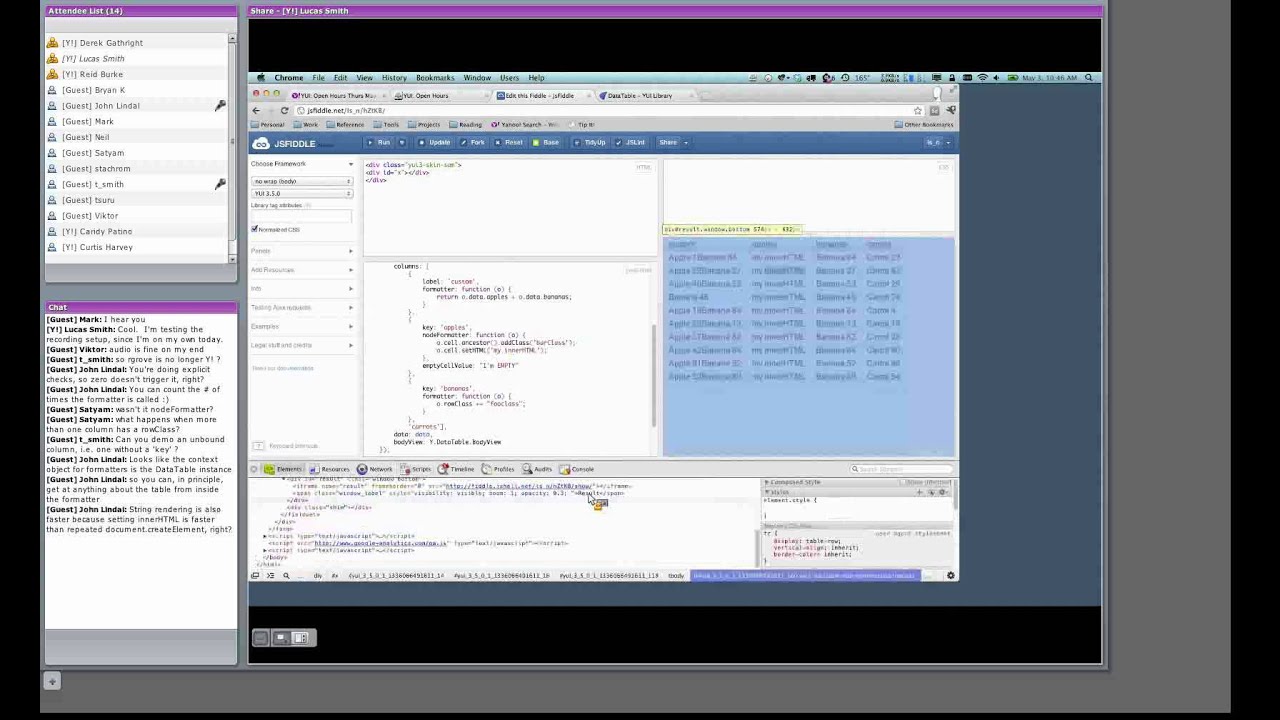 YUI Open Hours: 3.5.0 DataTable rendering tricks