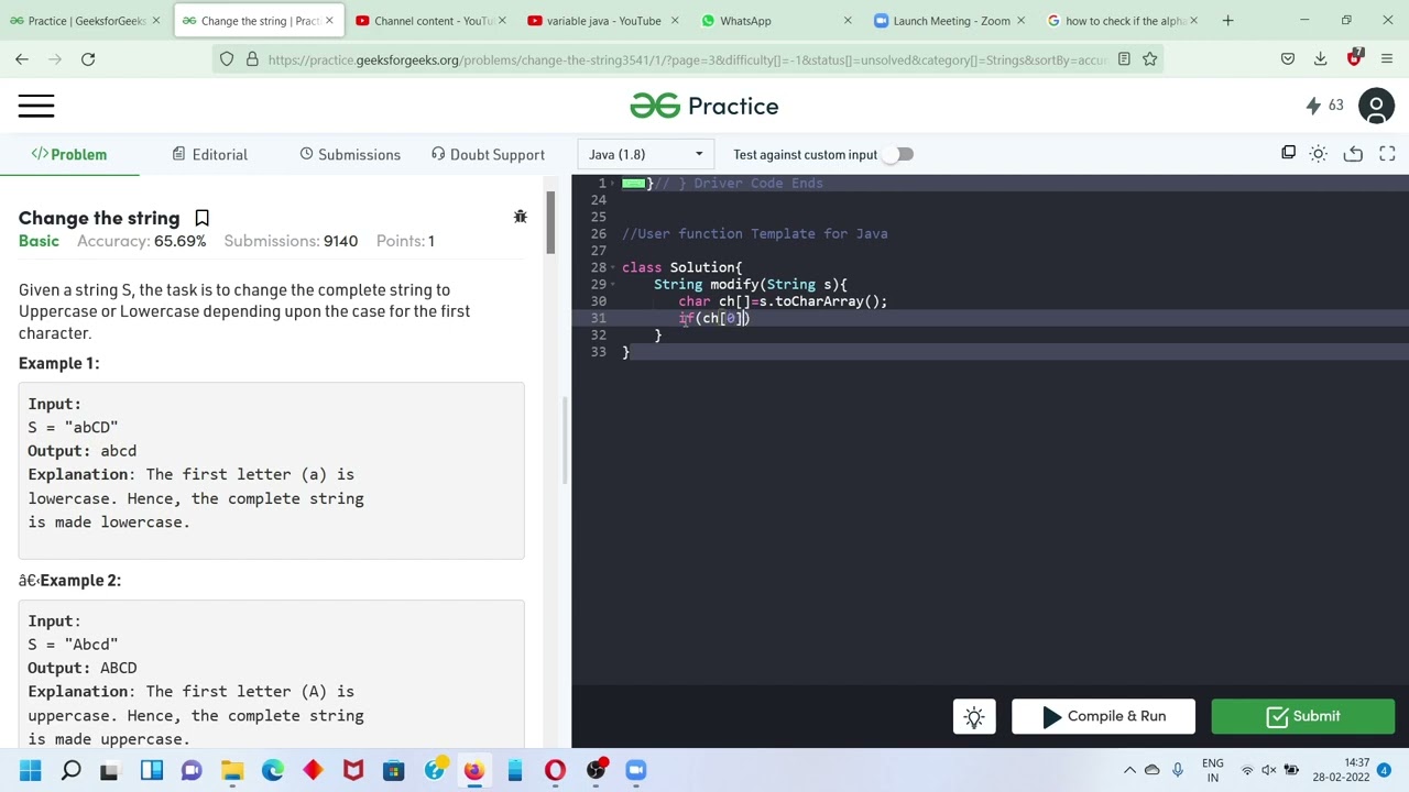 Change the string || geeksforgeeks Solution