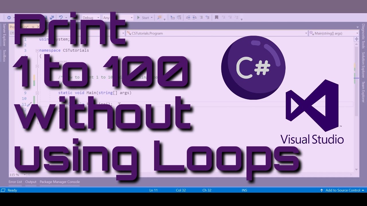 How to print 1 to 100 without using loops | For | While | Recursion | C#