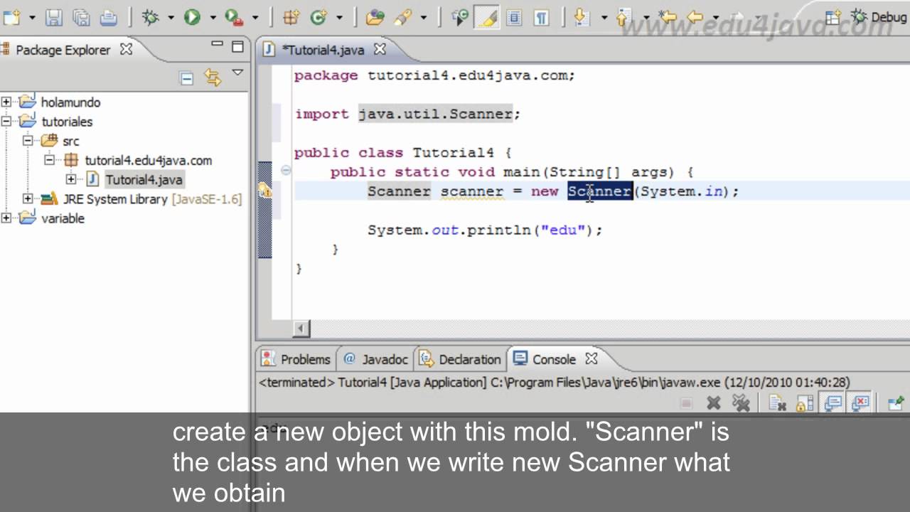 Java 4 tutorial for beginners. In and out from console using Scanner. Old