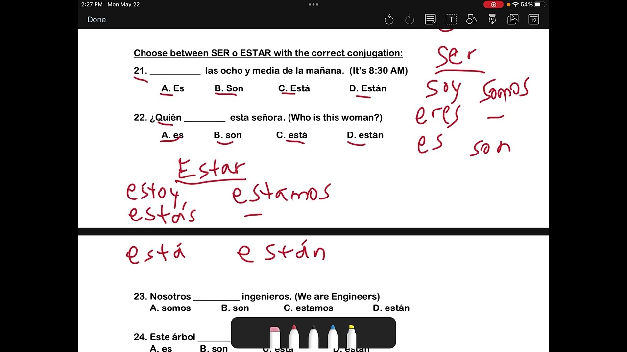 Reading of Spanish I Final Exam Spring 2023