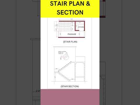 stair plan, stair section, small space stair plan and section, #short #staircase #stairsdesign