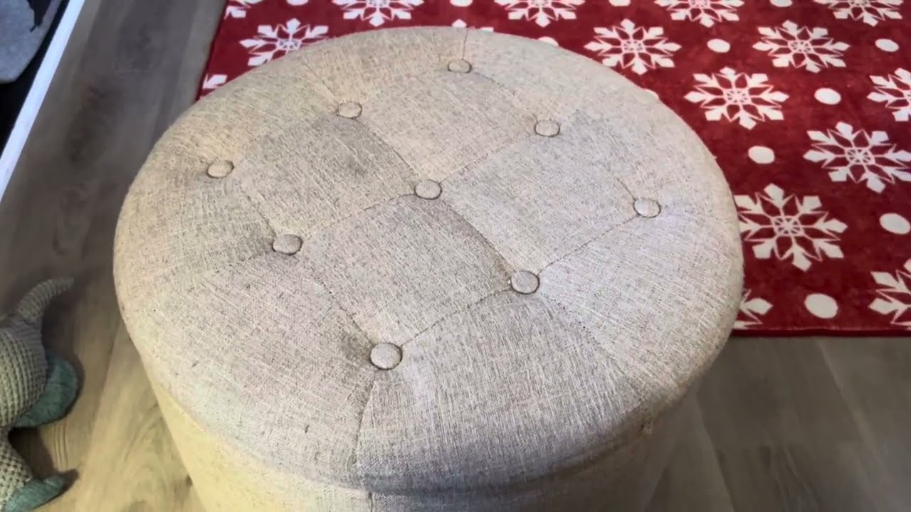 Amazon Basics Upholstered Tufted Storage Round Ottoman Footstool Review