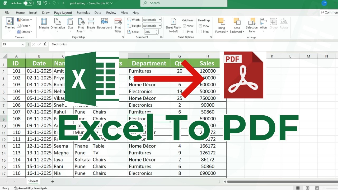 How to Convert Excel file into PDF in MS Excel | Save Excel file as PDF | Excel to PDF Convert