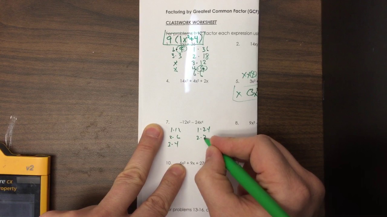 Factoring by Greatest Common Factor classroom worksheet