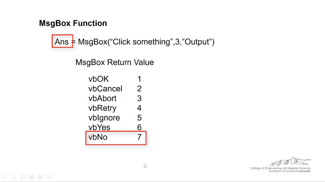 VBA: Advanced Message Boxes