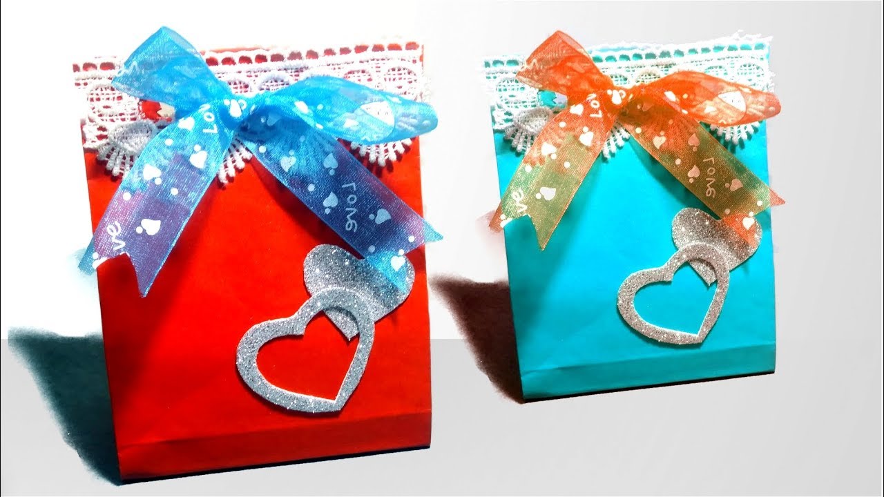 Valentine GIft Bag DIY | how to make a paper gift bag easy diy, valentine day| Tuber Tip