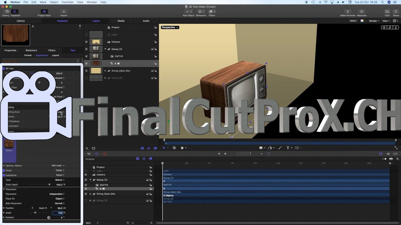 Apple Motion - 3D Objects using 3D Text