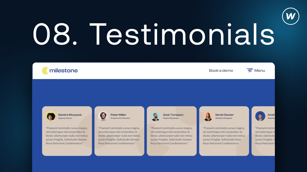 08. Advanced Webflow tutorial: Build the Testimonial section with me