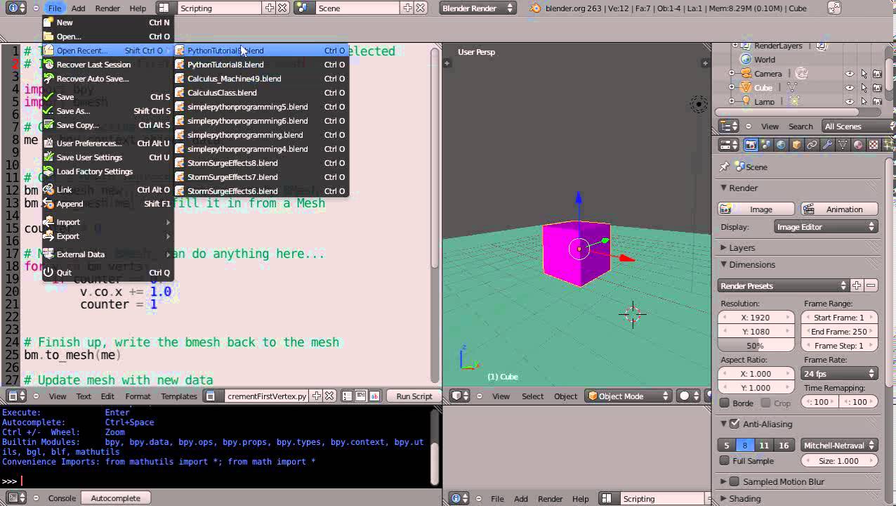 Blender Python Tutorial - Basic Python Programming - Part 9