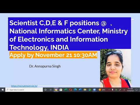 Scientist C,D,E & F positions @National Informatics Center Apply by November 21 #jobs #jobs2022