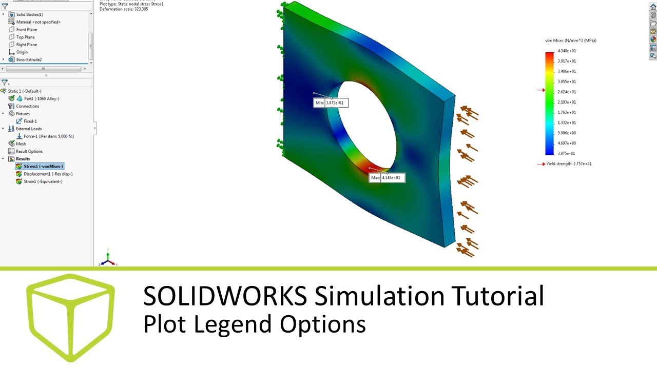 SOLIDWORKS Simulation Tutorial - Plot Legend Options