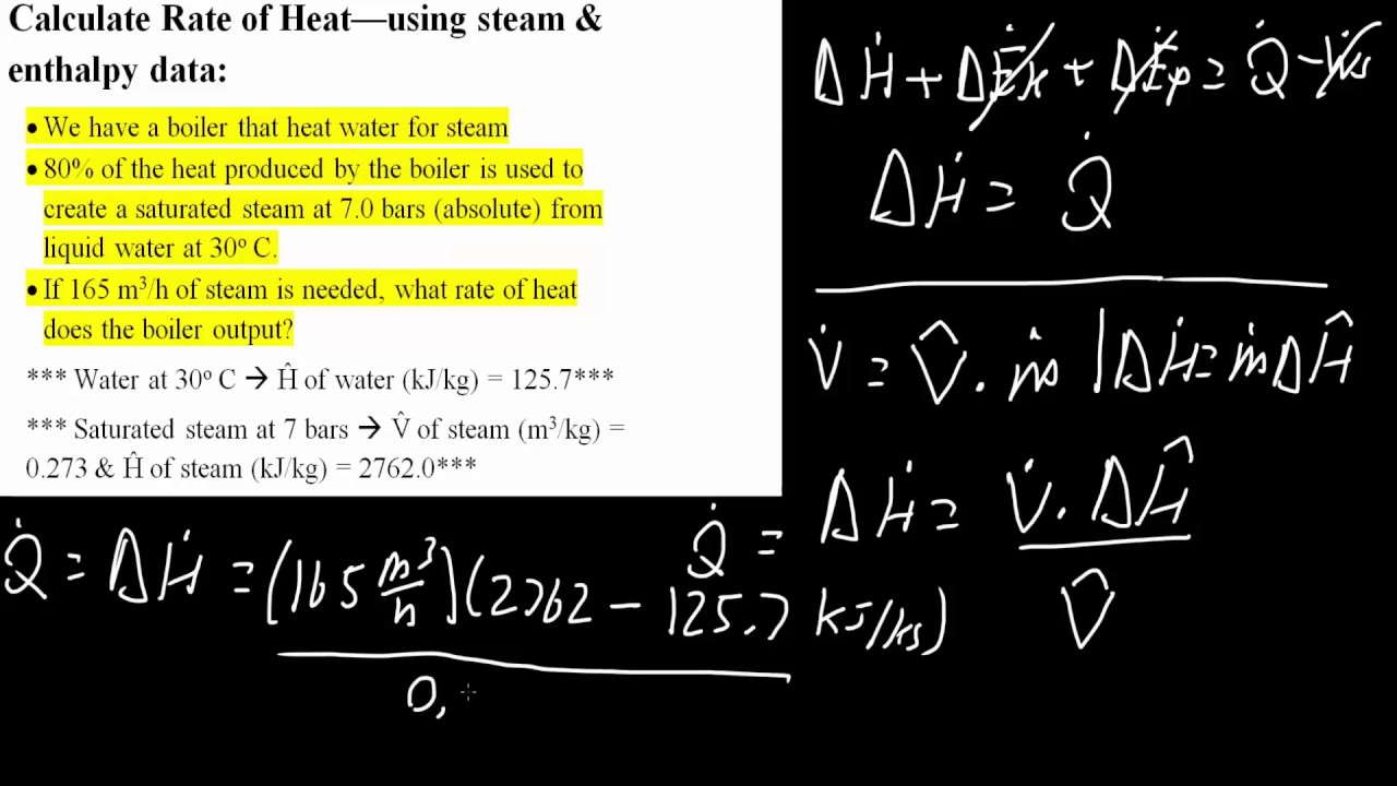Calculate Rate of Heat—using steam & enthalpy data (example)
