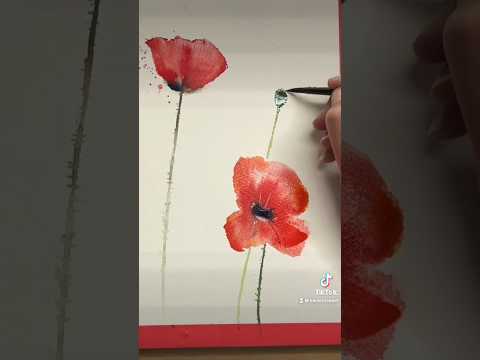 Watercolor Poppies / Painting without any Drawing
