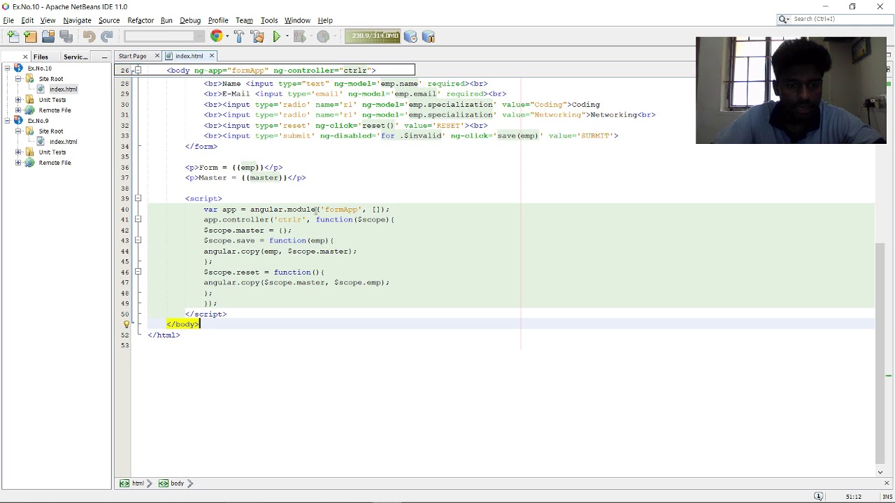 Form validation using ANGULARJS