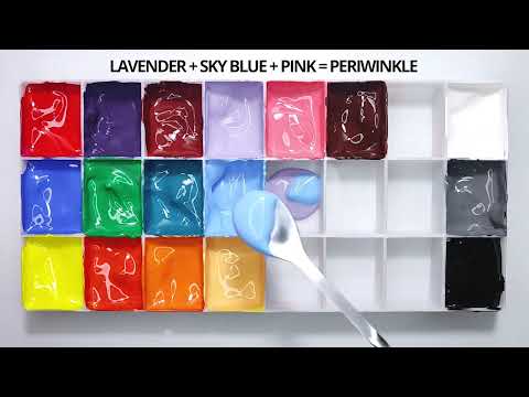 How to Create 19 New Colors Using Red, Yellow, Blue, Black & White | Satisfying Acrylic Paint Mixing