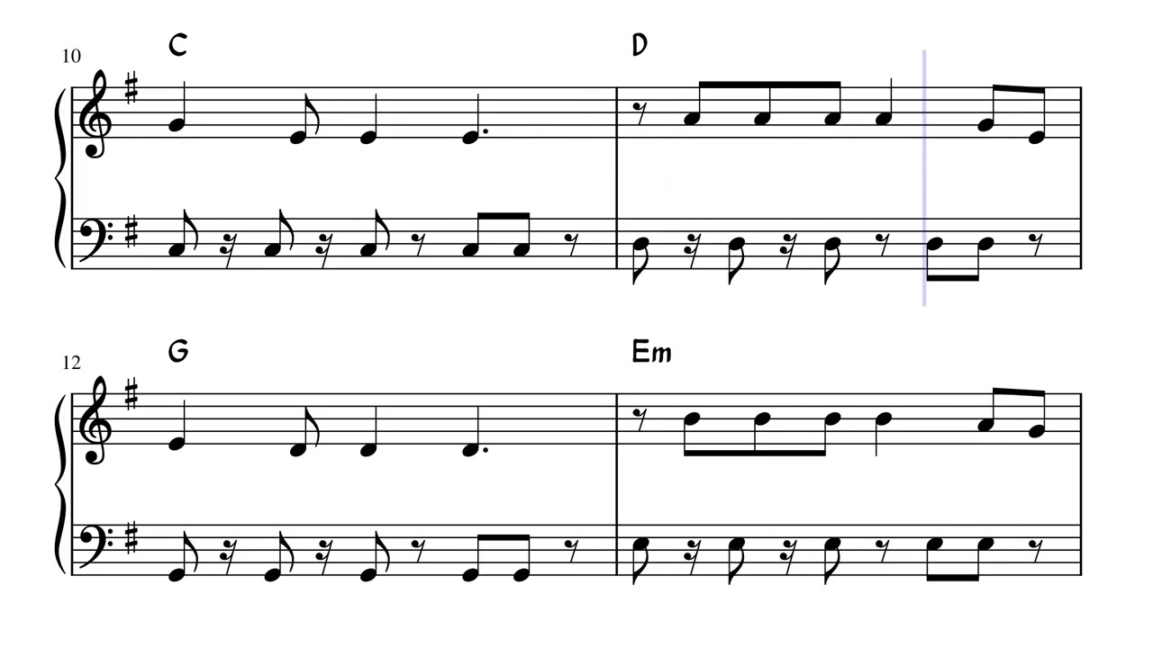 Feliz Navidad (Easy Piano) in G - Partitura para Piano