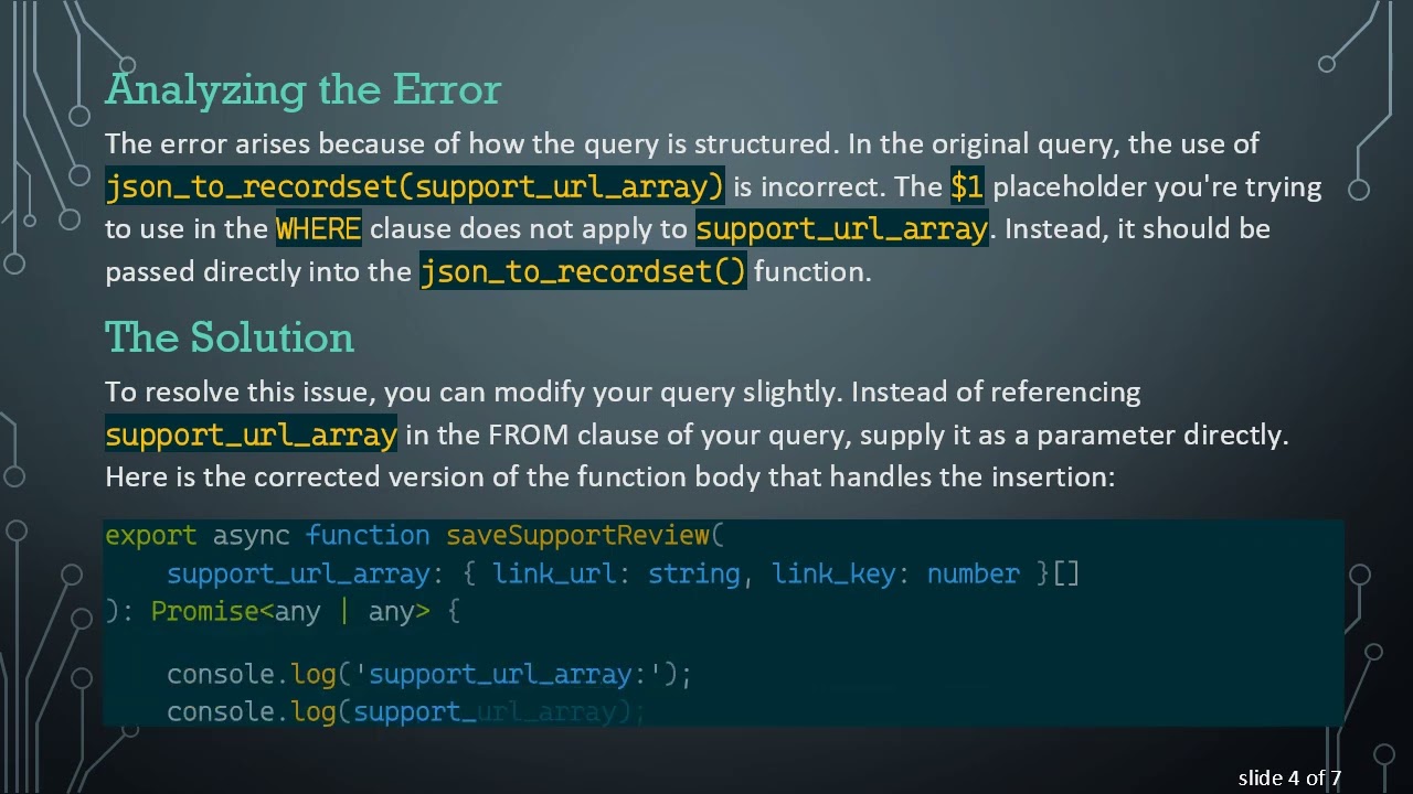 Resolving PostgreSQL’s Column Does Not Exist Error While Inserting JSON Data
