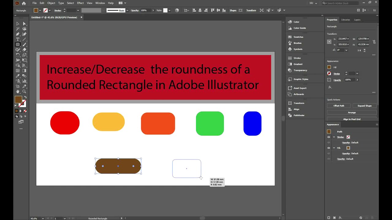Increase/ Decrease the roundness of Rounded Rectangle in Adobe Illustrator