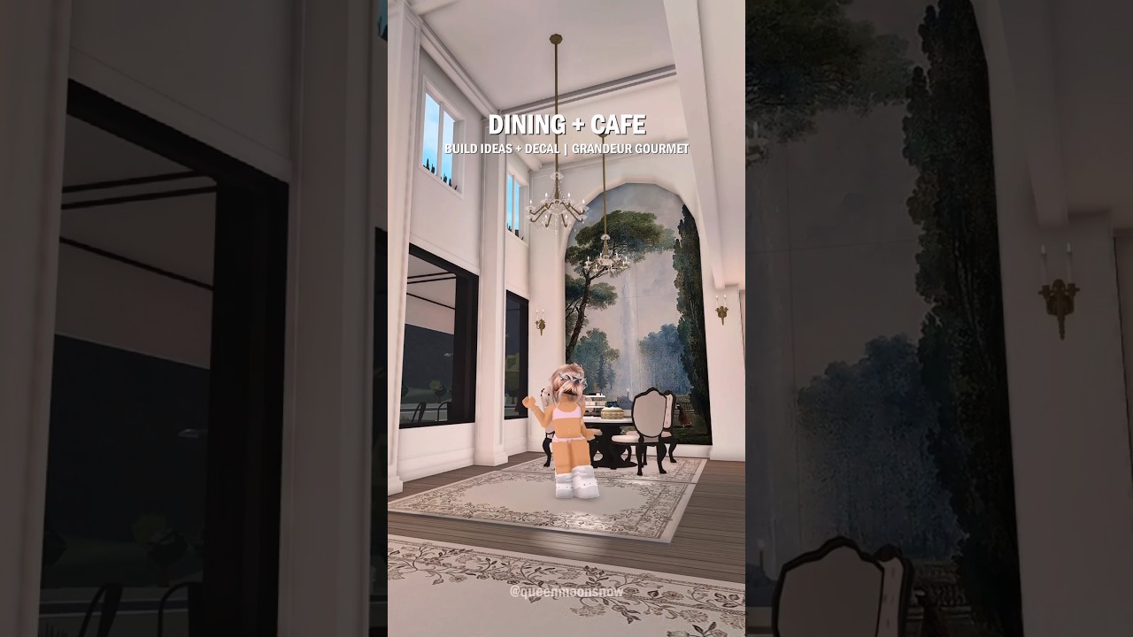 bloxburg cafe dining area build ideas cake decal.updated grandeur gourmet prebuilt house🤍 #bloxburg