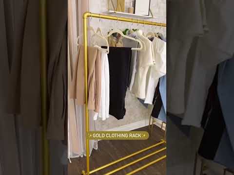 Gold Clothing Rack, Rolling Clothes Rack, Boutique Clothing Rack, Clothes Rack Heavy Duty on Wheels