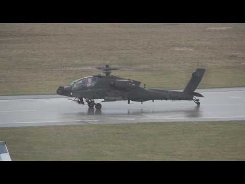 #5 RARE VIDEO 4x Boeing AH - 64 Apache Helicopter @ Bremen Airport