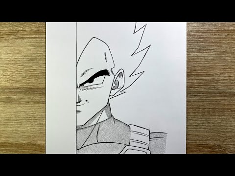 How to Draw Vegeta half face easy | Anime drawing half face Vegeta