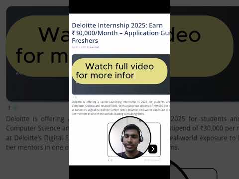 Deloitte Internship 2025 | Application Guide for Freshers | Earn ₹30,000/Month | CloudShala