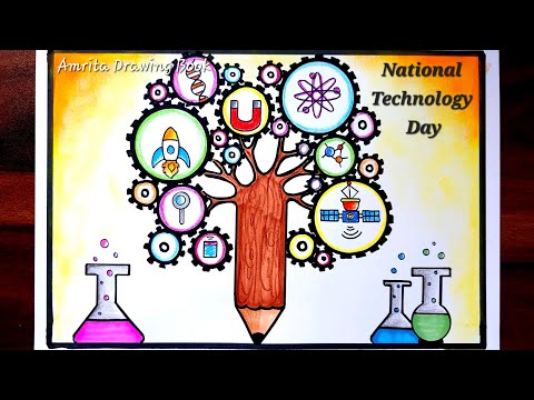 National Technology Day Poster Drawing, 11th May | Science Day Drawing | World Technology Day Poster