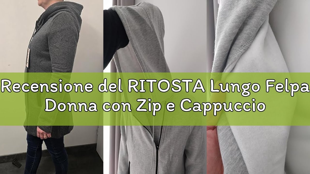Recensione del RITOSTA Lungo Felpa Donna con Zip e Cappuccio Felpe Donna Pile con Tasche Cotone Giac