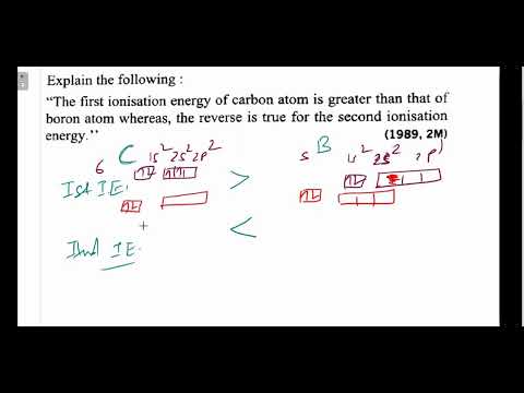 Explain the following: The first ionisation energy of carbon atom is greater than that of boron atom