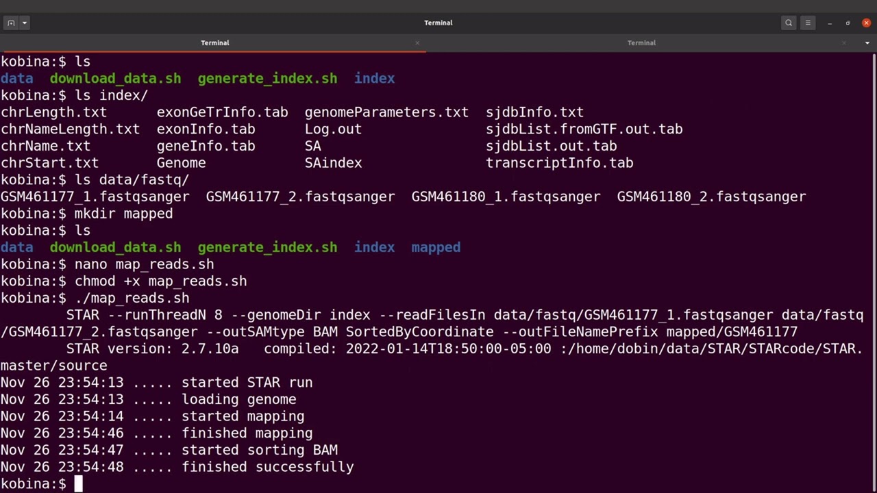 bash script for star rna seq tutorial