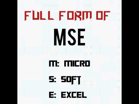 MSE Stand for: Micro Soft Excel || #short