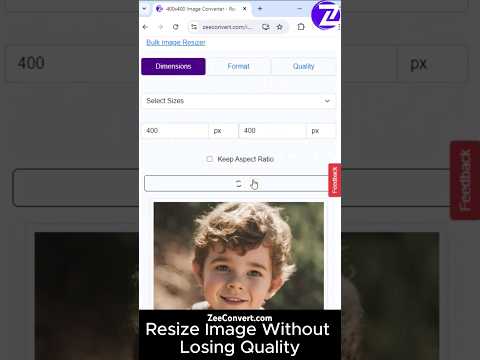 Resize image dimensions in pixels - 400x400 resizer kese karain #shorts #zeeconvert #imageresize