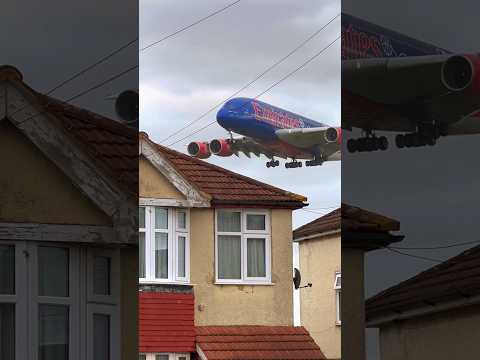 Emirates (NBA Livery) Airbus A380 Flies Low over the Houses! 😱✈️  #emirates #airbus #aviation