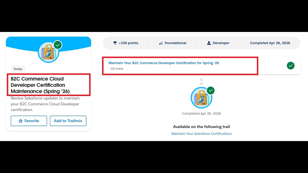 B2C Commerce Cloud Developer Certification Maintenance (Spring ’26) | Salesforce