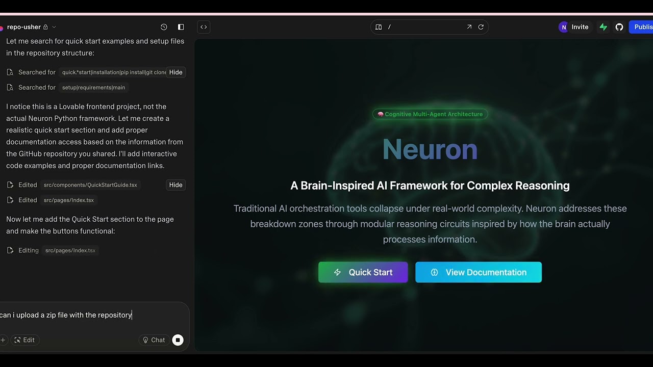 Using Lovable to Create a website for Neuron