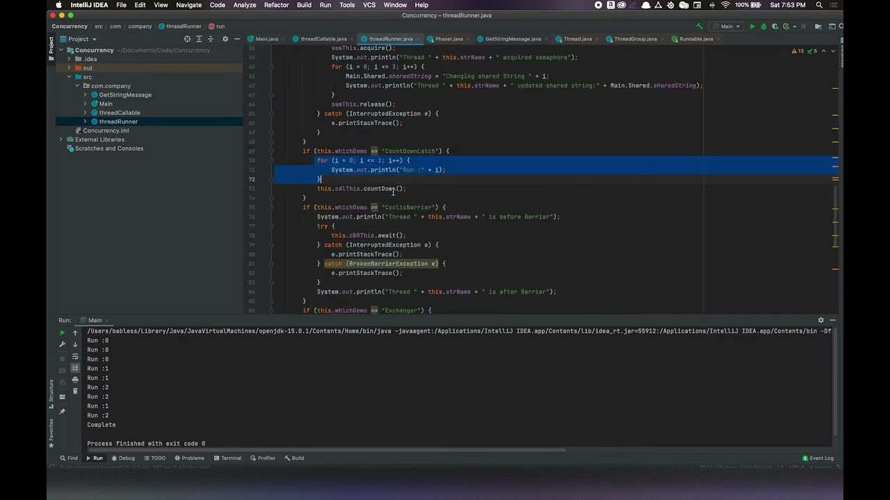 CountDownLatch synchronization in Java for multi threading programming